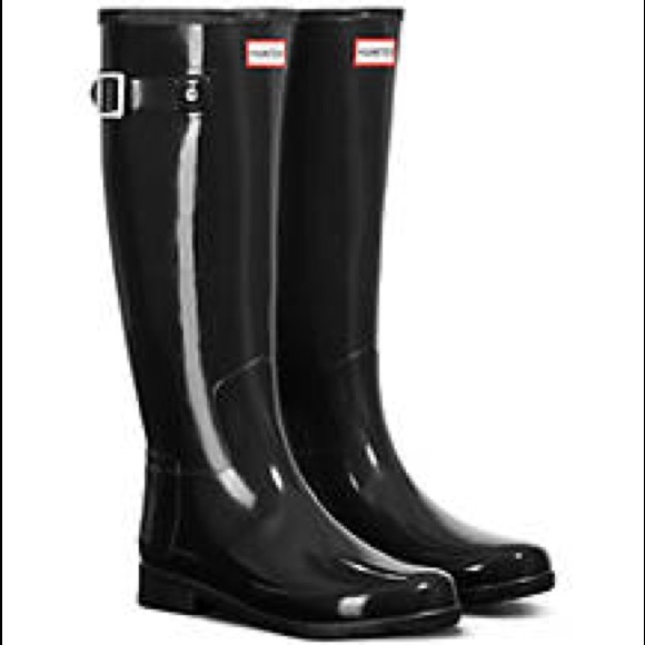Hunter | Shoes | Tall Black Glossy Hunter Boots Knit Boot Socks | Poshmark